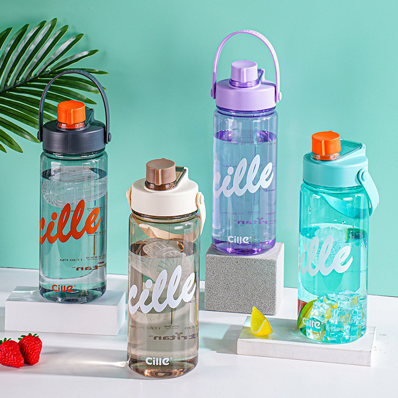 Cille 620ml/860ml/1.24L Direct Drink Large Capacity Leakproof Tritan BPA-Free Water Bottle ...