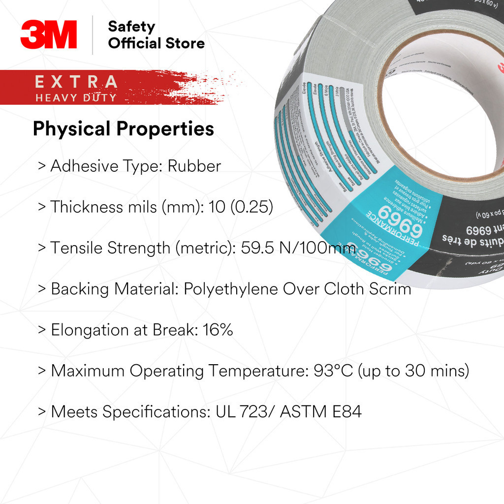 3M™ Extra Heavy Duty Duct Tape 6969/ Cloth Tape/ Strong Bond/ Made in ...