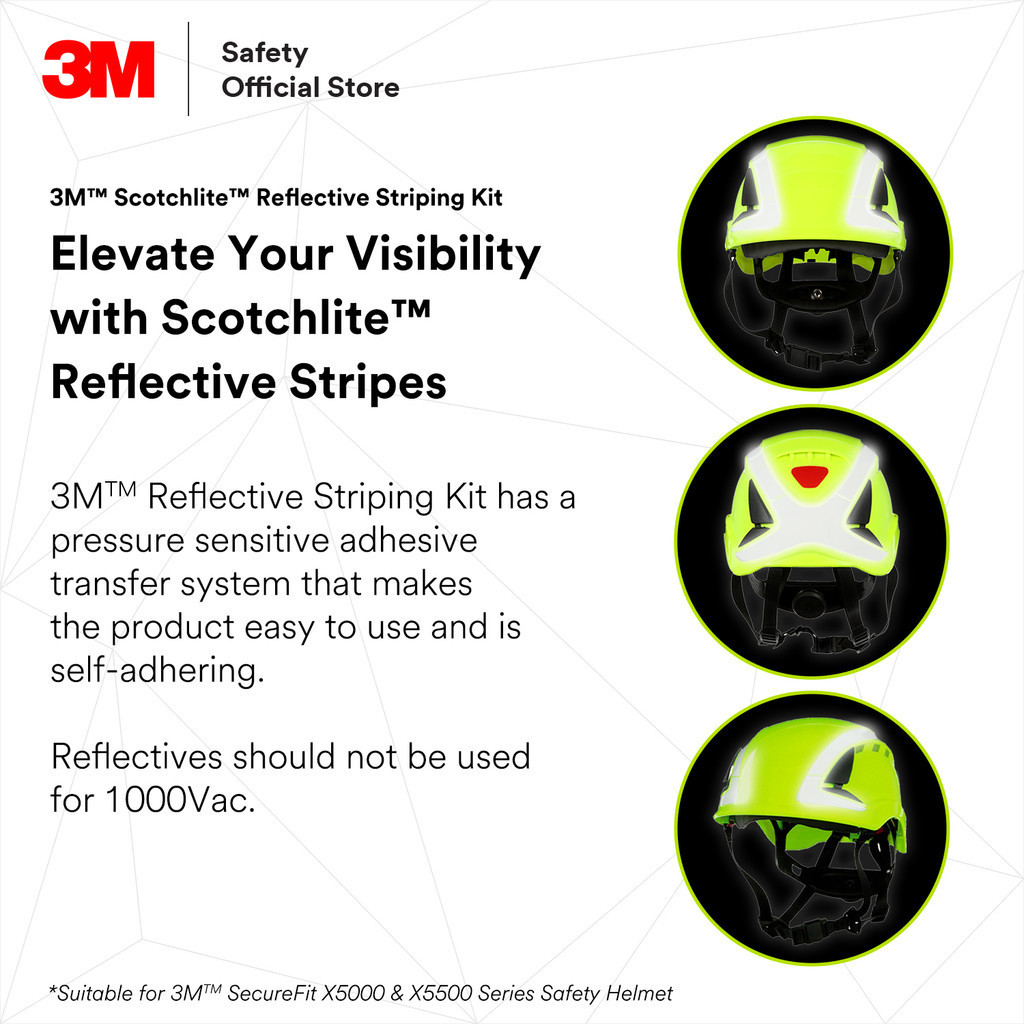 3M™ X5-REFKIT Reflective Sticker Kit for SecureFit X5000 & X5500 Series Safety Helmet [1 set ...