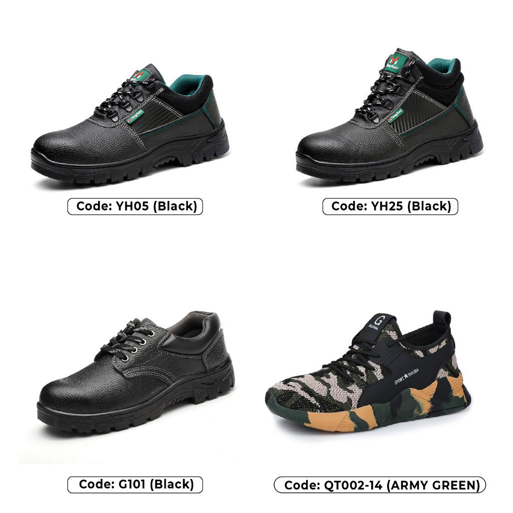 SAFETY SHOES Medium-Low Cut Anti-smashing Work Steel Toe Cap - YH25 / YH05 (BLACK)/ G101 (BLACK ...