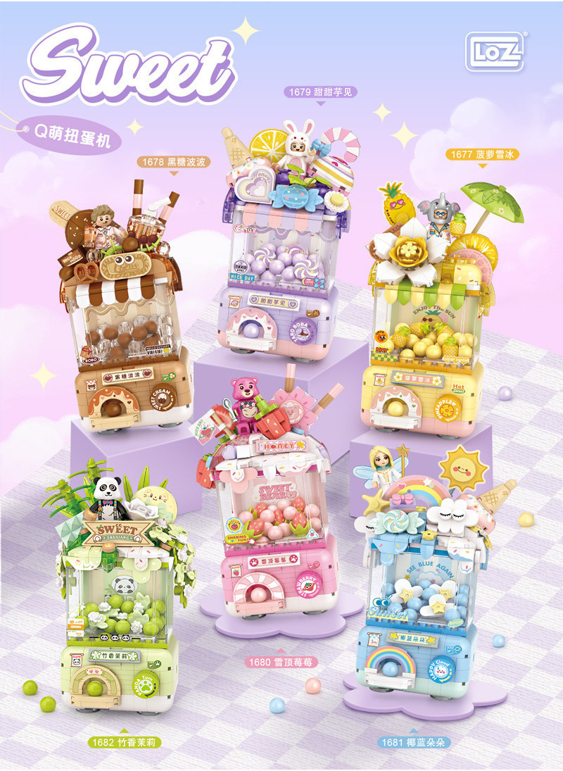 LOZ IDEAS Mini Block 1677 1678 1679 1680 Cute Sweet Catcher Machine ...