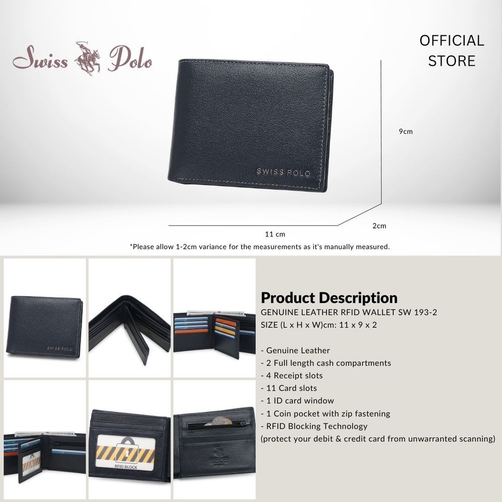 SWISS POLO Genuine Leather Long/Short RFID Wallet SW 193/SW 194/SW 195 ...