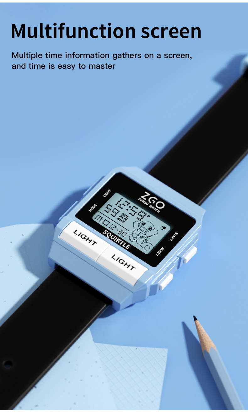 ZGO x Pokémon Squirtle Watch Large Dial Multifunctional Men Women ...