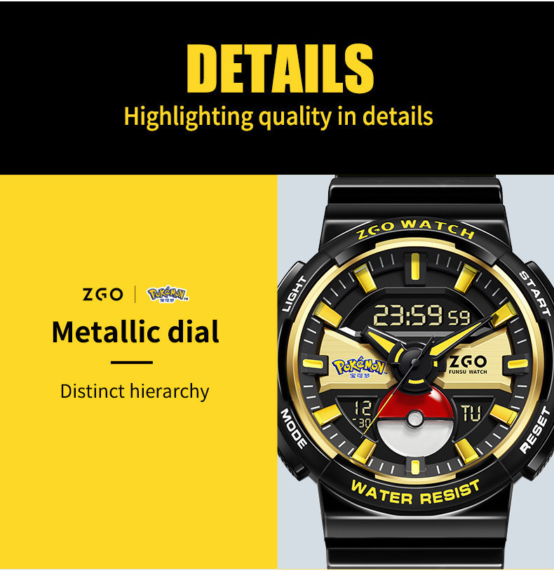 ZGO x Pokemon Pikachu jam tangan Mechanical Waterproof Watch For Men's ...