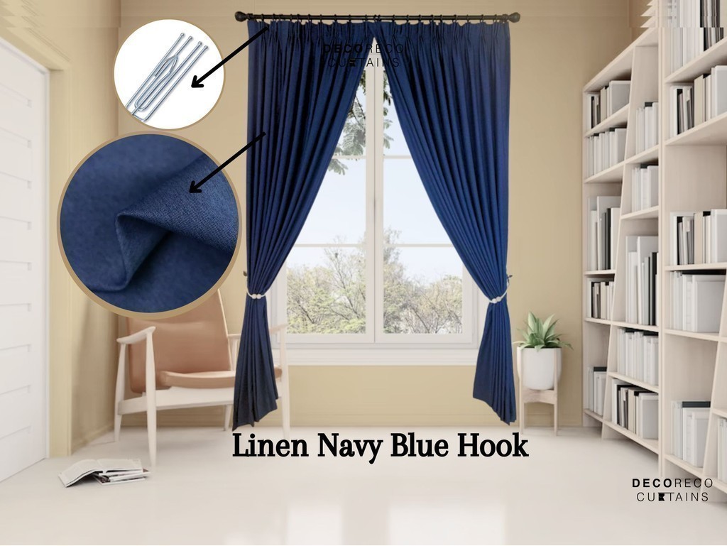 9.9Super| Langsir Pendek Linen Cotton | Warna Navy Blue | Harga Murah ...