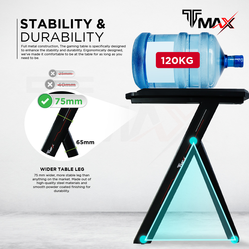 TMAX L120/140cm X-shaped Gaming Table Gaming Desk With RGB Lighting ...