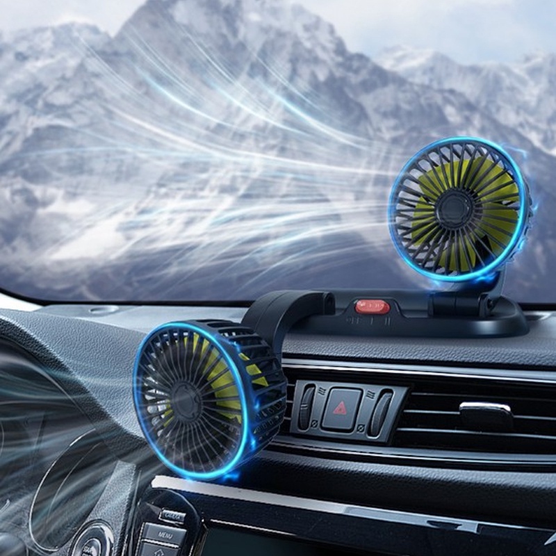 SKOI Single/Double Head Car Fan Mini Adjustable Fan Interior Cooling ...