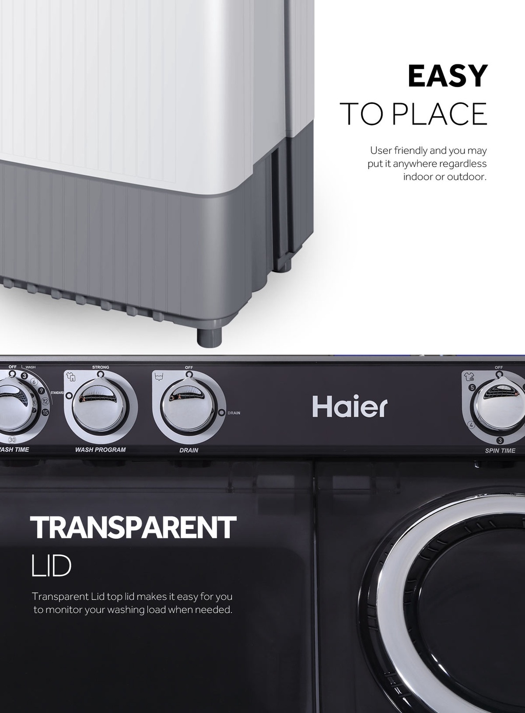 Haier 10.5KG Semi Auto Washing Machine Twin Tub HWM105-M186 | Shopee ...