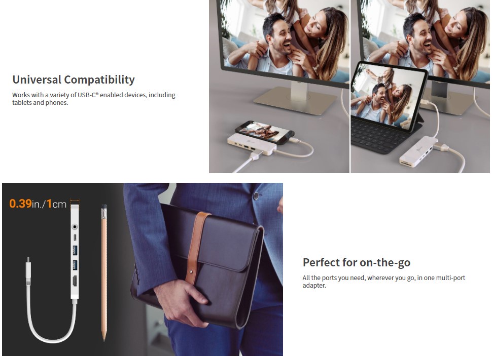 J5create JCD373 USB-C® Multi-Port Hub with Power Delivery 7 in 1 ...