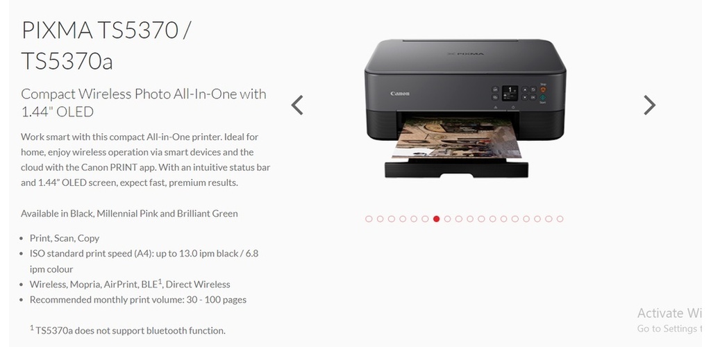 Canon Pixma TS5370 All In One Wireless A4 Color Photo Printer Inkjet ...