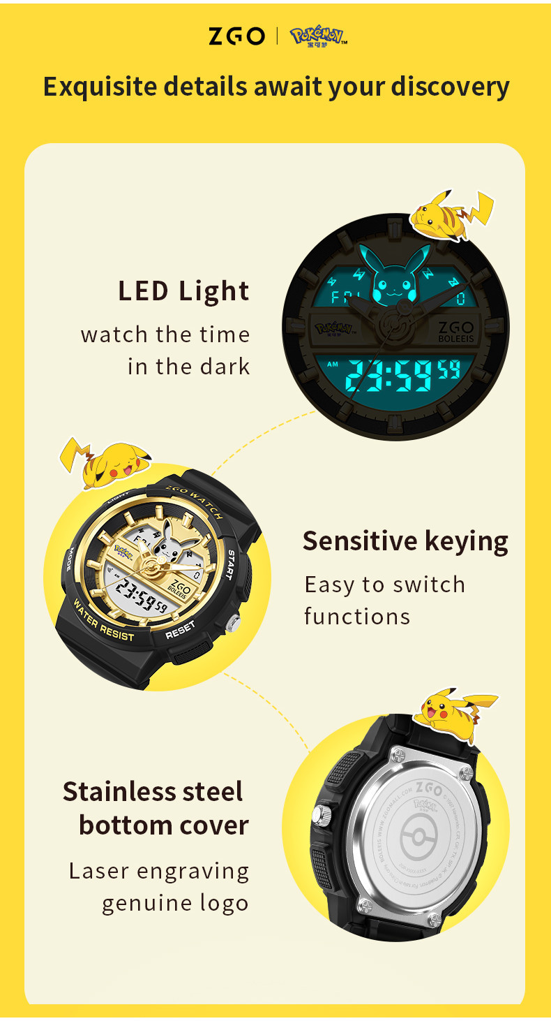 【Hot items】ZGO x Pokemon Pikachu jam tangan Original Electronic Watch ...