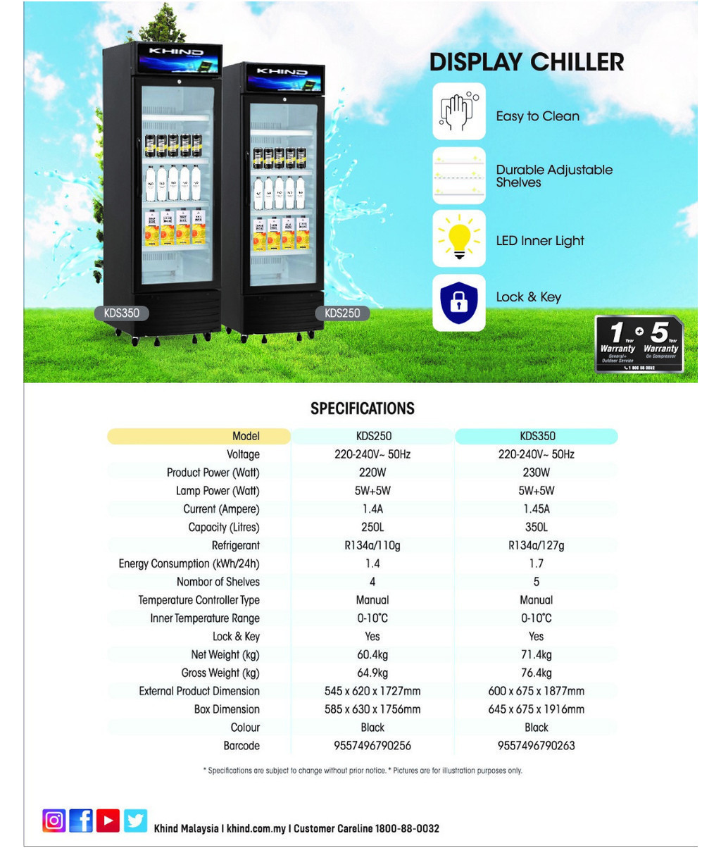 KHIND Display Chiller (250L/350L) KDS250/KDS350 | Shopee Malaysia