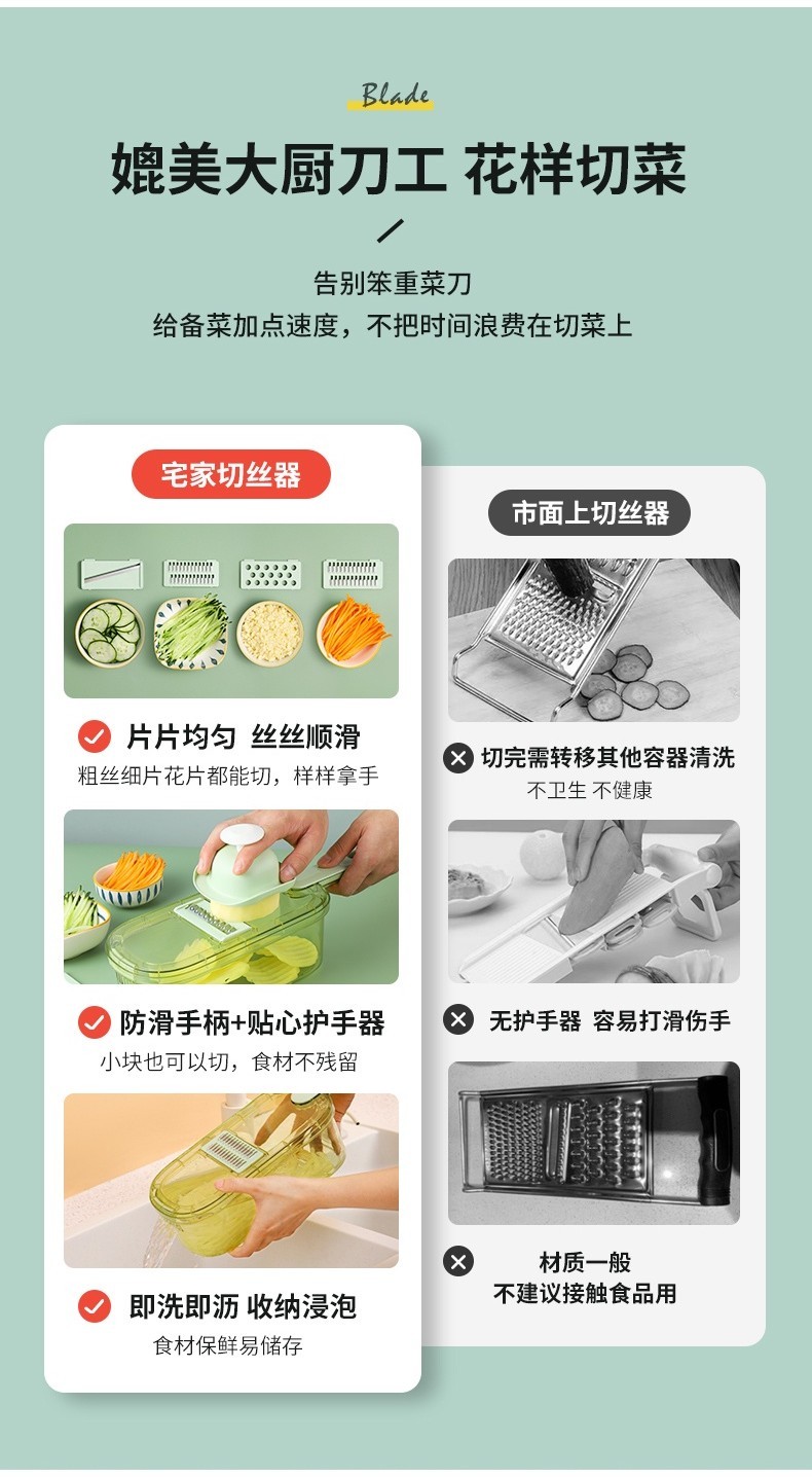 6 Blades Food Slicer Vegetable Cutter Blades Food Chopper Food Grater ...