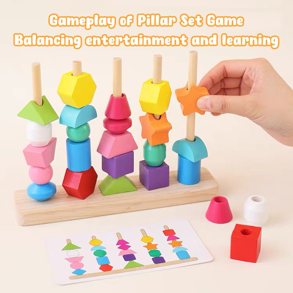 BEVAVAR Wooden Lacing and Sequencing Beads Set Stacking and Colour ...