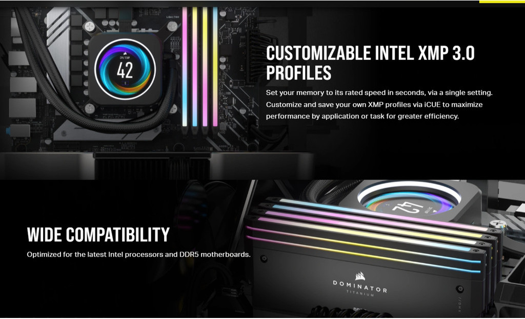 CORSAIR DOMINATOR TITANIUM RGB 32GB (2x16GB) DDR5 DRAM 6000MHZ CL30 ...