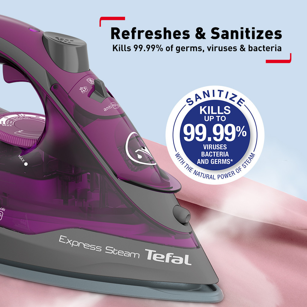 Tefal Express Steam FV2843 Steam Iron (2600W, 45/210g/min steam output ...