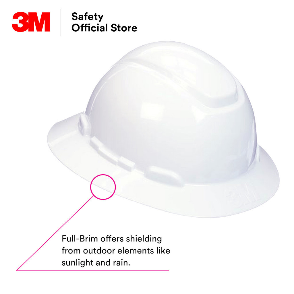 3M™ H-800SFR-UV Full Brim Safety Helmet / DOSH SIRIM Approved/ Ratchet ...