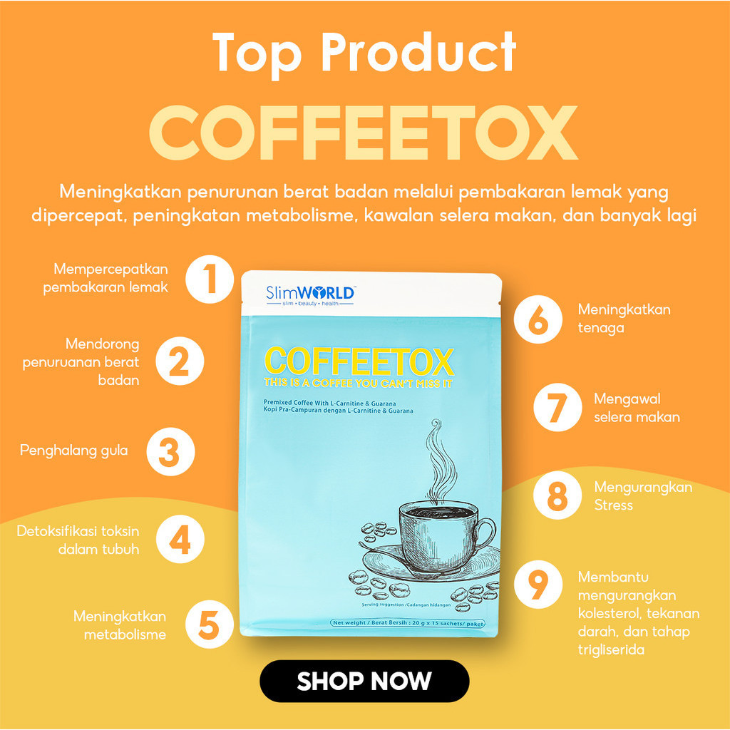 (5 PACKS) SlimWorld CoffeeTox Instant Slimming Coffee 20g x 15s/pack ...