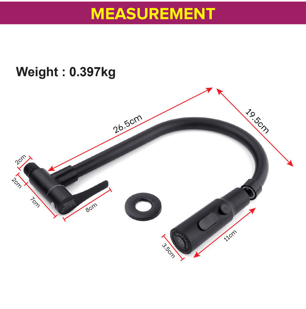 MCPRO SUS304 Stainless Steel Kitchen Faucet BLACK Wall Sink Water Tap ...