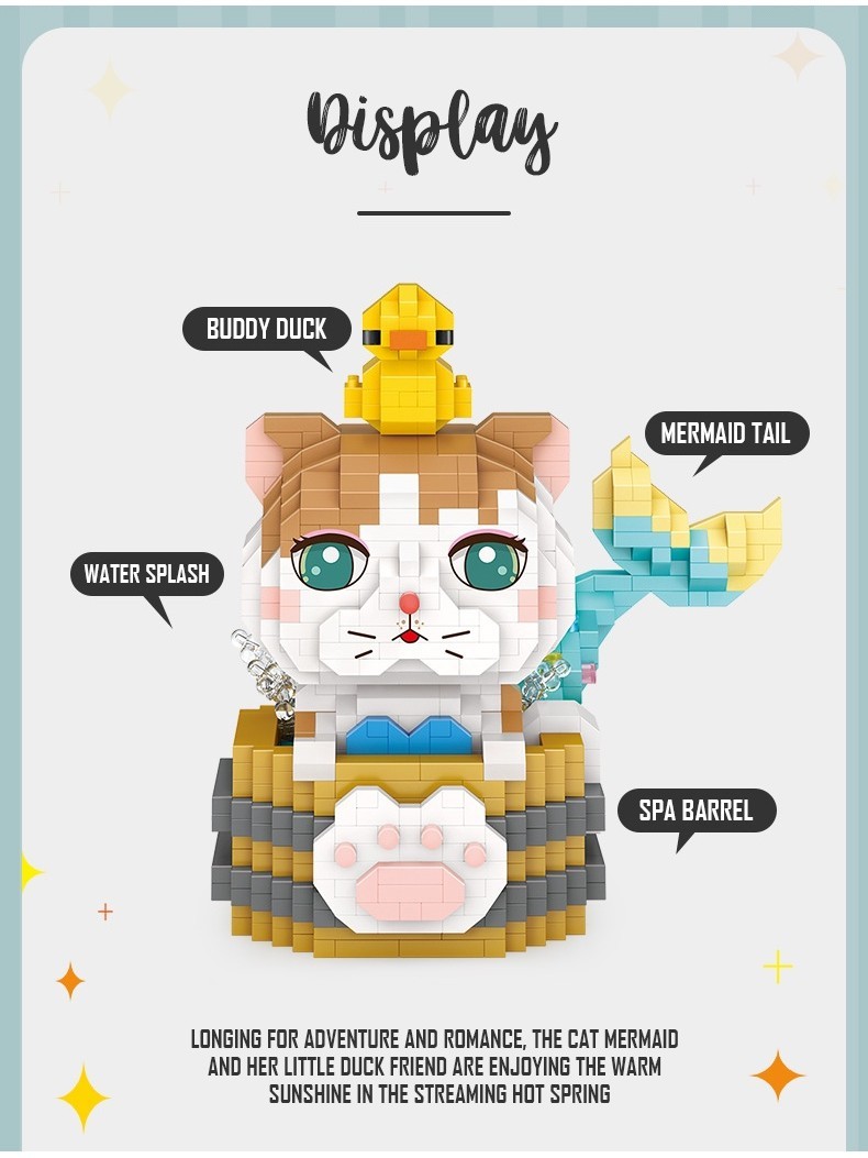 LOZ IDEAS Mini Block 8116 Cat Hotspring Mermaid Series Building Gift ...