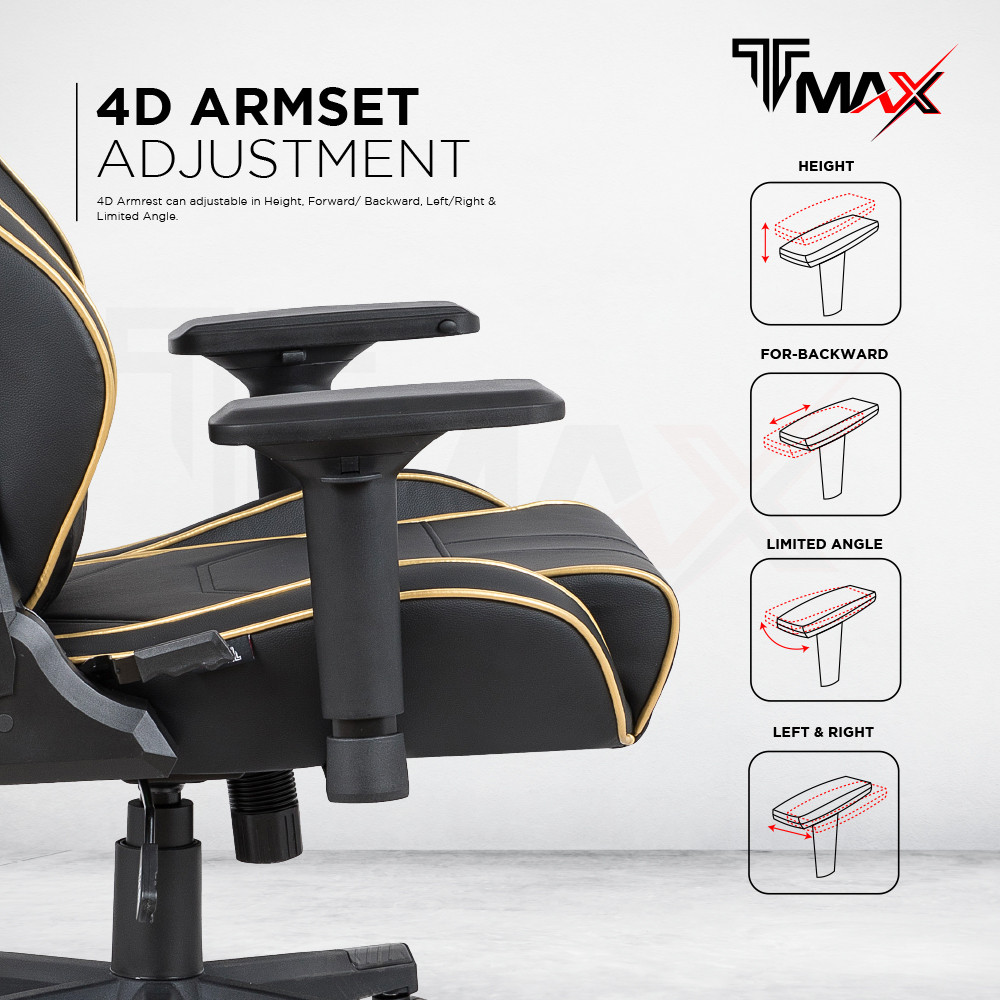TMAX RX-MAX Gaming Chair with 4D Armrest Professional Design Adjustable ...