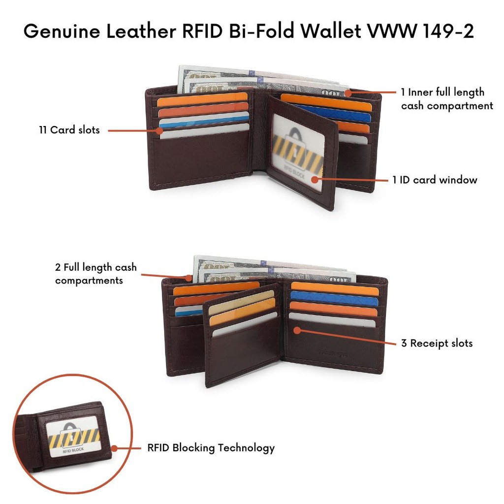 [Clearance] Volkswagen Genuine Leather RFID Bifold Long Wallet/Short ...