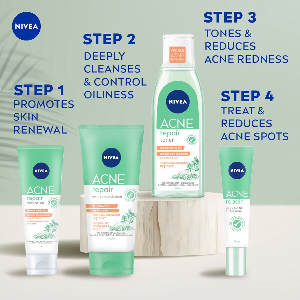 NIVEA Face Acne Repair Full Regimen Set (Cleanser 150 ml + Toner 200 ml ...