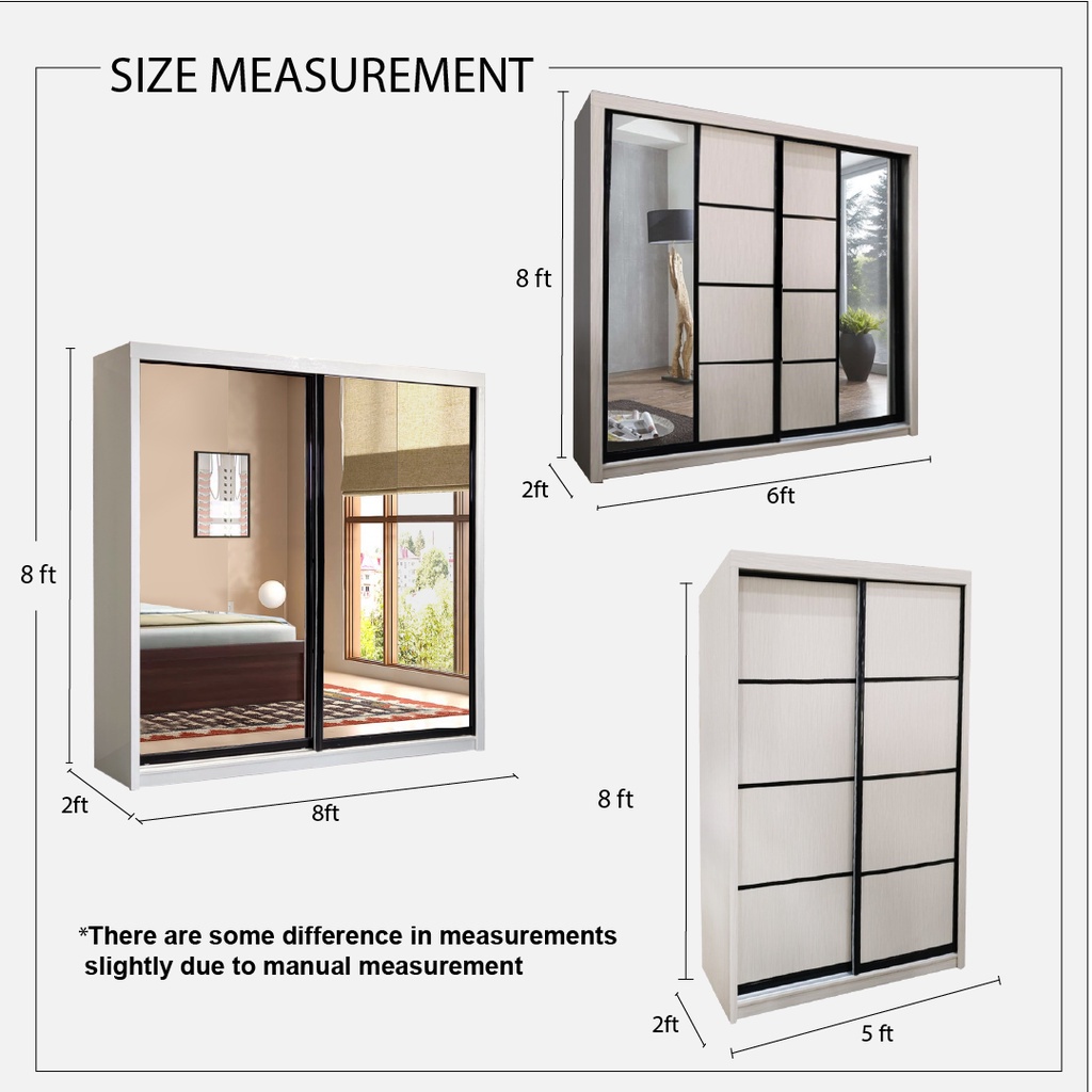 🔥 Lowest Price 🔥 Oak 6x8, 8x8 Anti Jump Sliding Door Wardrobe | Melamine | Almari Oak 衣橱 131 ...