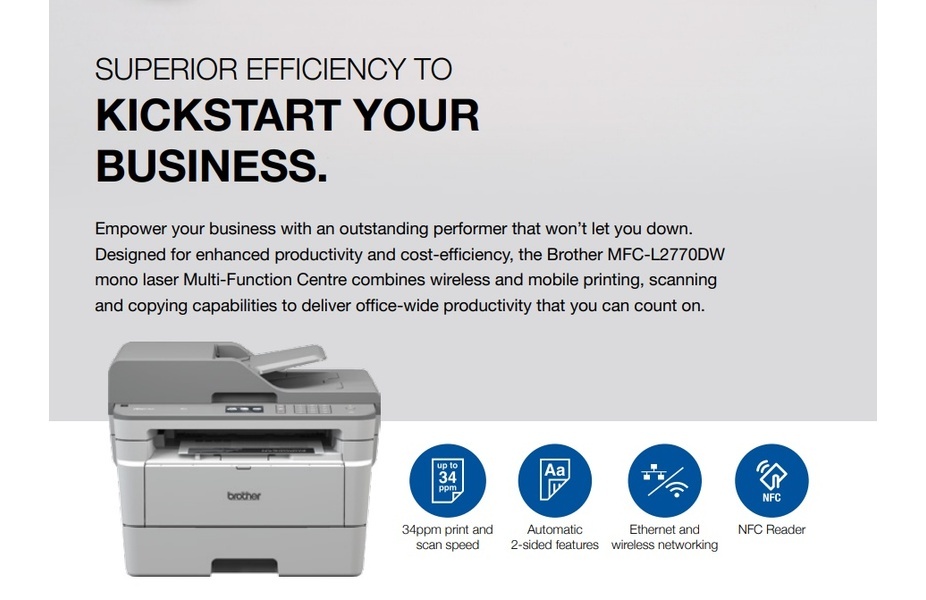 Brother MFC-L2770dw All In One Wireless Fax Mono Laserjet Printer ...