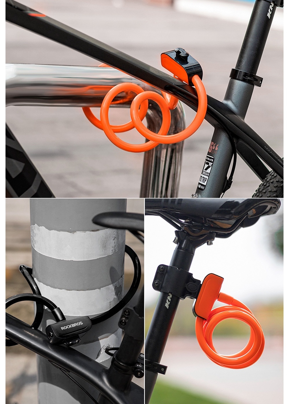 【MY Delivery】ROCKBROS Bike Lock Portable Anti-theft Ring Lock MTB Road ...