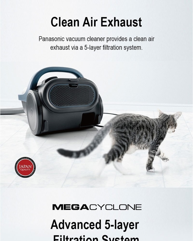 PANASONIC MC-CL601 POWERFUL 1600W CYCLONE BAGLESS CANISTER VACUUM ...