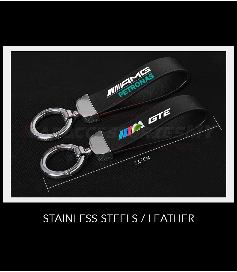 Leather metal car logo keychain kunci kereta toyota gr nissan nismo bmw ...