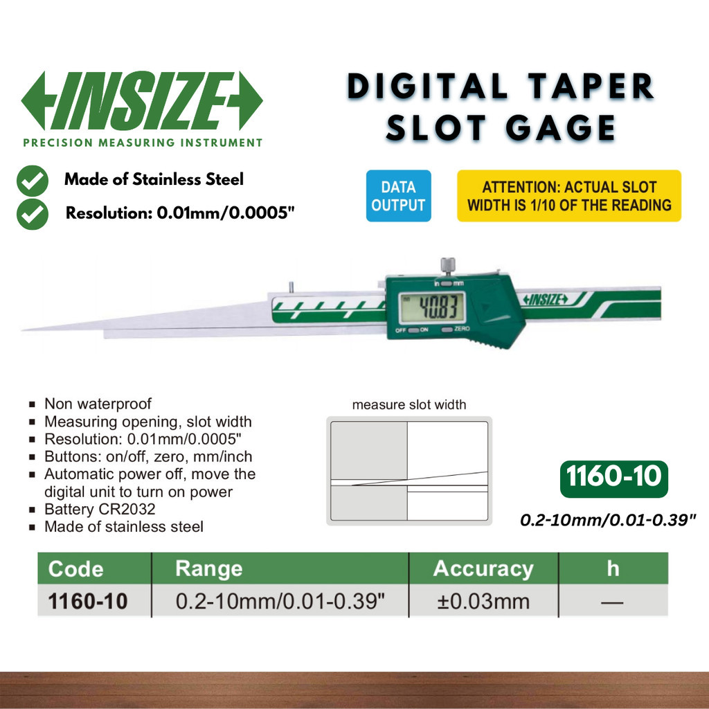 INSIZE Digital Taper Gage Slot Gauge 1160-10 / 1160-20 (Range 0.2mm ...