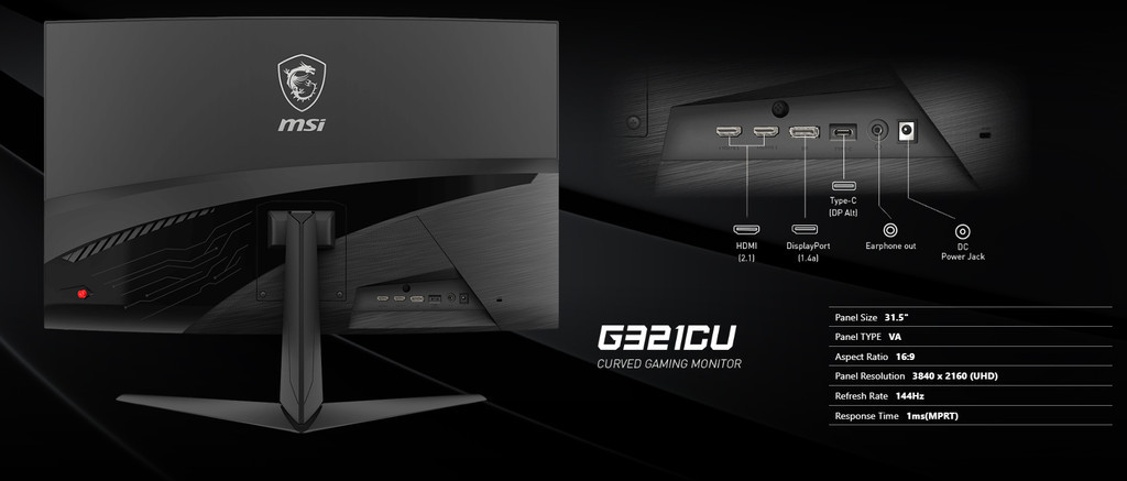 MSI G321CU 31.5" UHD 144Hz Curved Gaming Monitor | Shopee Malaysia