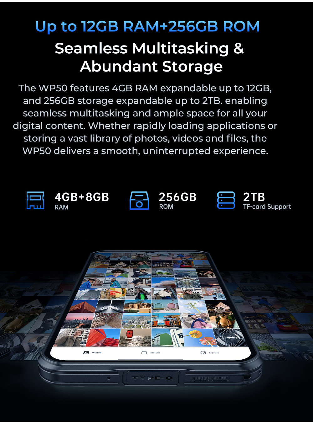 OUKITEL WP50 5G 12GB+256GB 6.60" HD+ 6500mAh 48MP+2MP+0.3MP NFC 12mm ...