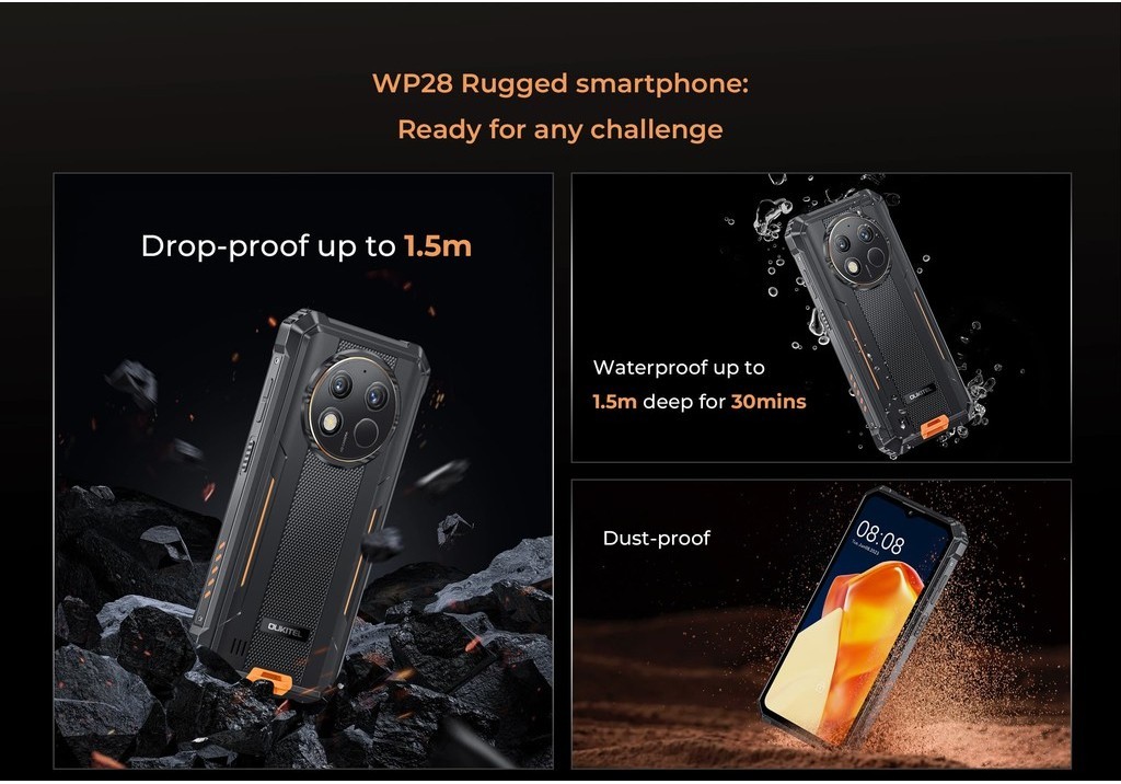 OUKITEL WP28 15GB+256GB 6.52‘' HD+10600mAh 18W Fast Charging Android13 Mobiles 48MP Camera ...