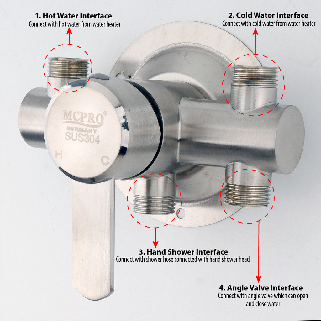 Bathroom Wall Mounted SUS304 Universal Shower Diverter Valve Water ...