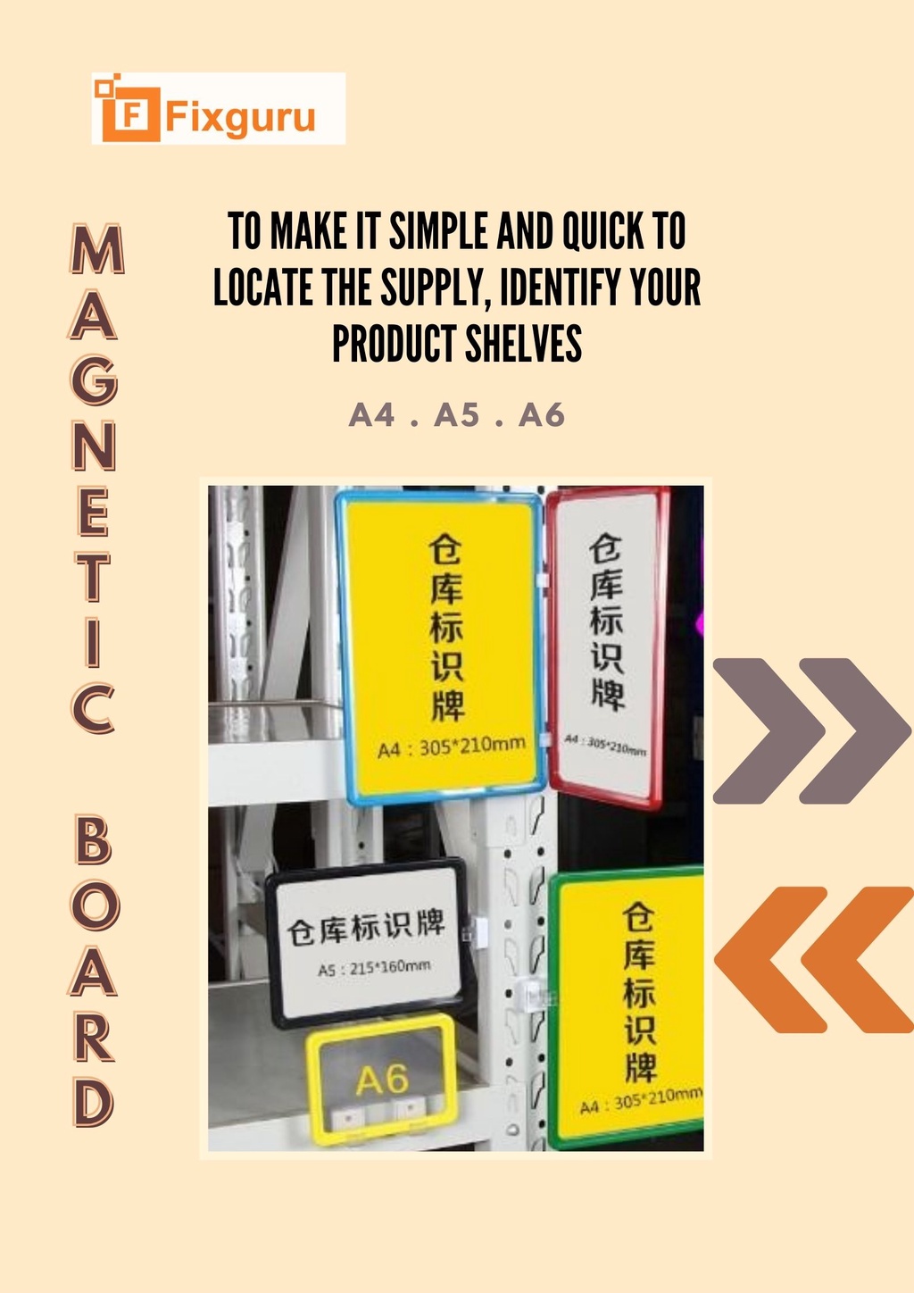 Fixguru - Magnetic Label Board 6 Colors Durable Warehouse Shelf Sign ...