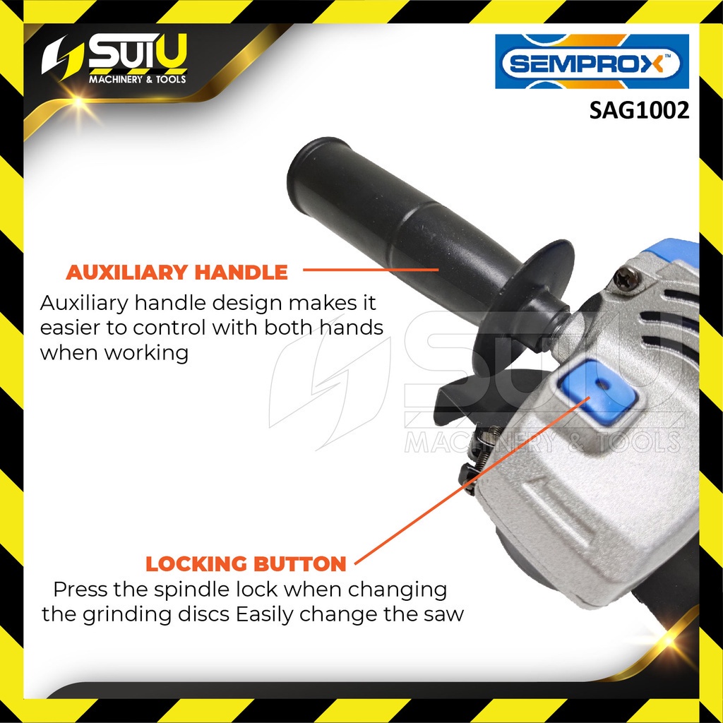 SEMPROX SAG1002 4" Angle Grinder 850W 11000RPM w/ Free Accessories ...