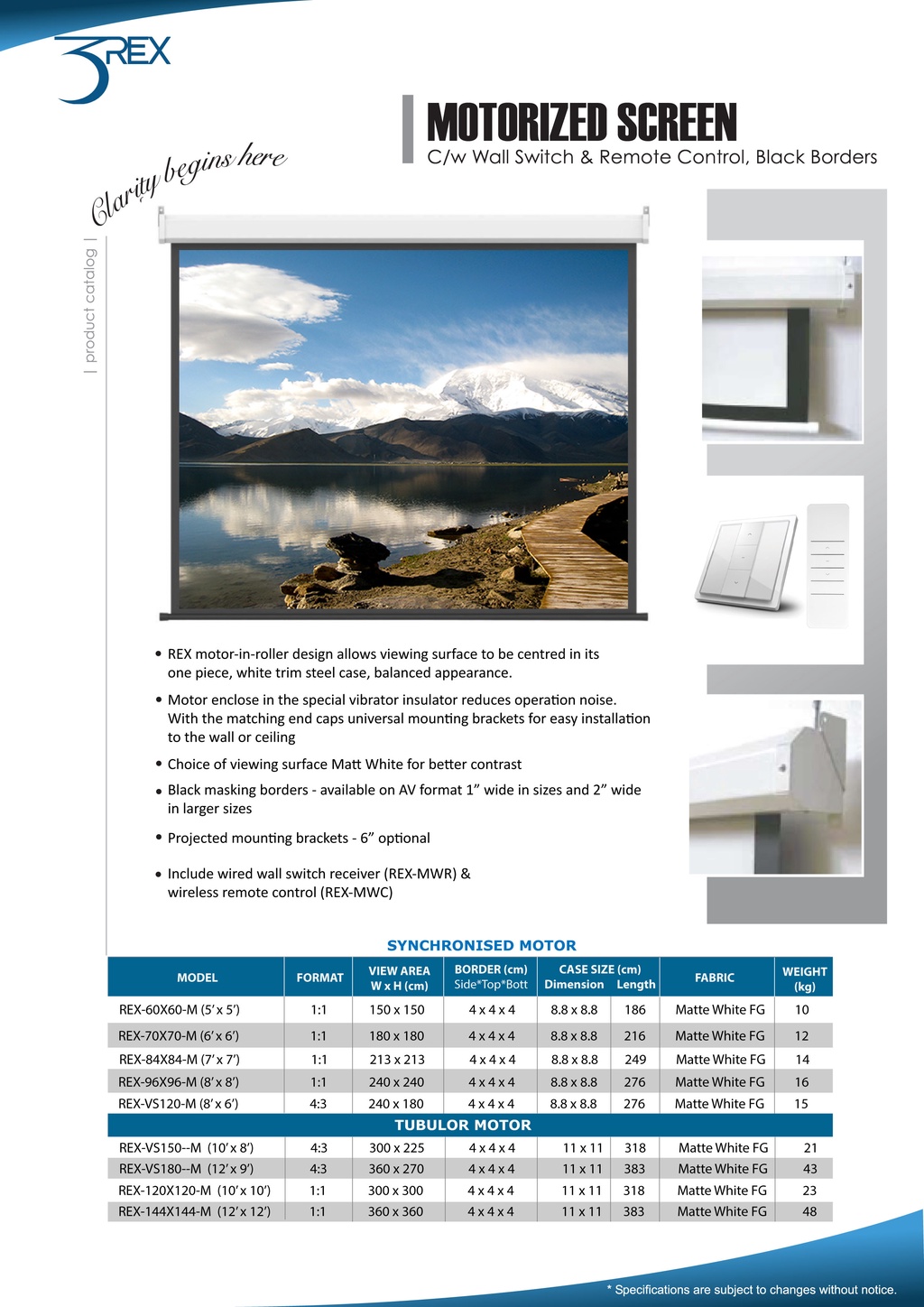 Hotdeal 3Rex 96" x 96" (8 x 8) Motorized Projector Screen With Wireless ...