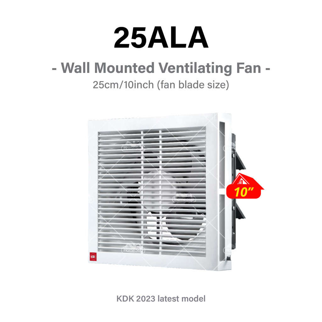 KDK 25ala Exhaust Fan – 10 Inch Fan Blade, Wall Mounted with Louver ...
