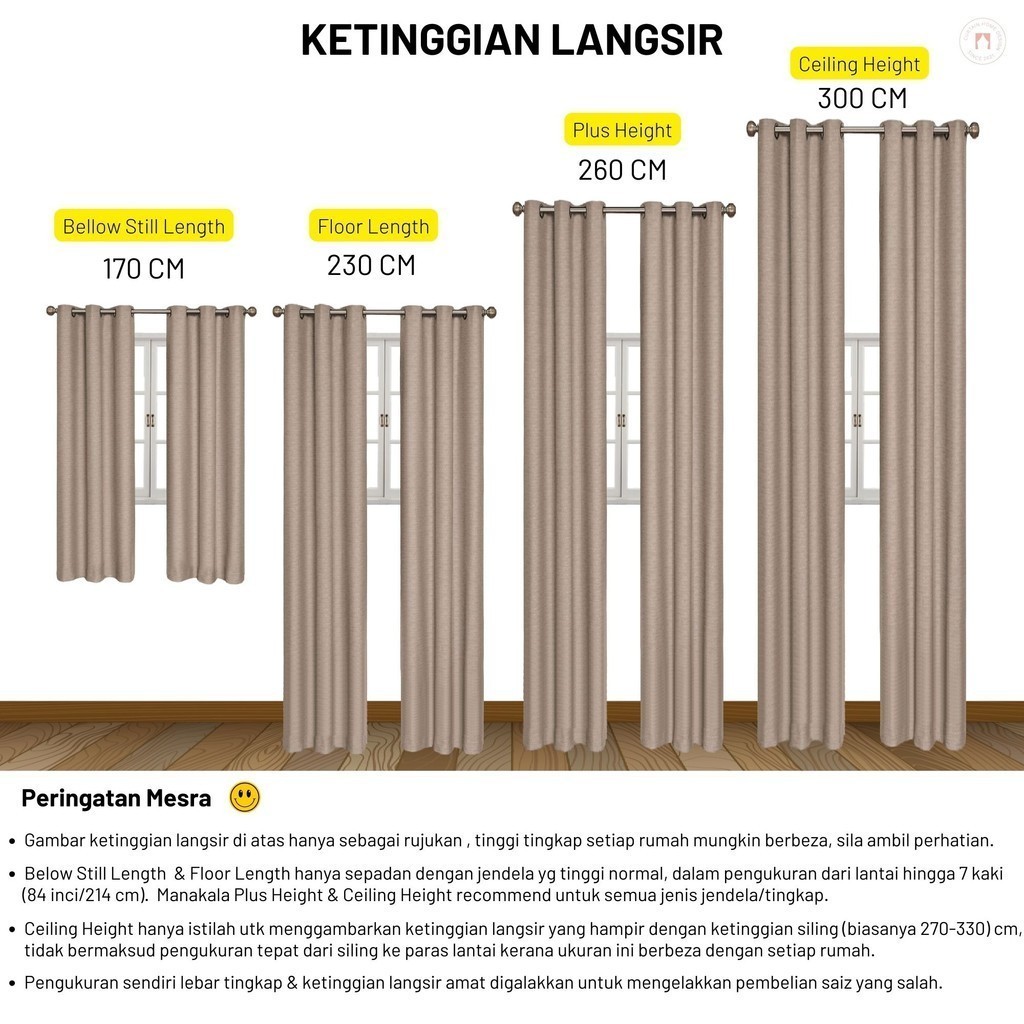 5.5 Sale| Langsir Ready Stock Curtain Linen Sliding,window Warna Dark ...