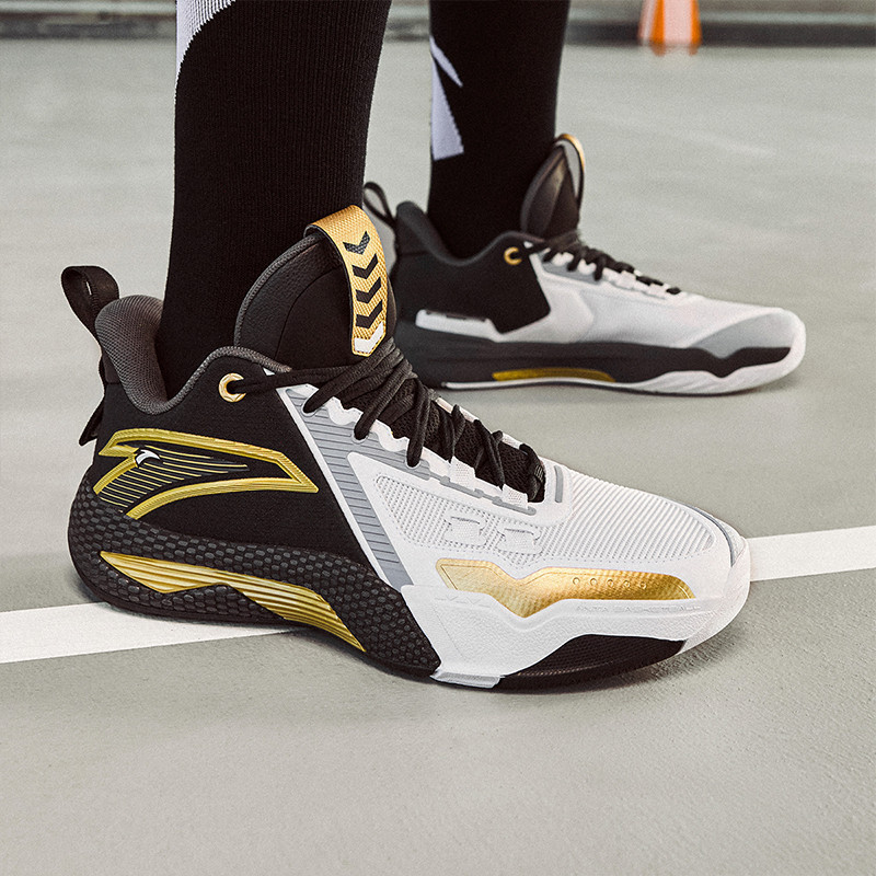 ANTA Men Flash Battle 5 Basketball Shoes 812341113-1 White/Black/Golden ...