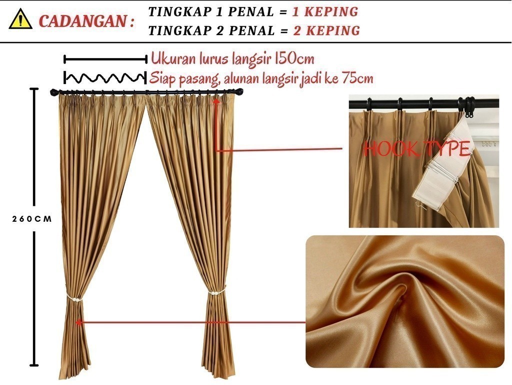 6.25 LTD| 80% BLACKOUT LANGSIR MURAH | KAIN SATIN KILAT | READY STOCK ...