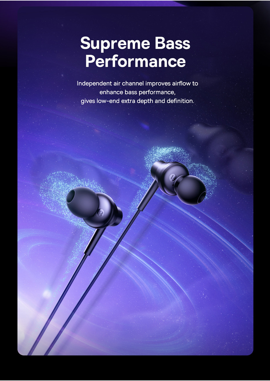 Baseus CZ11 HZ11 Wired Earphones Lateral In-ear Wire Control Ulta Low ...