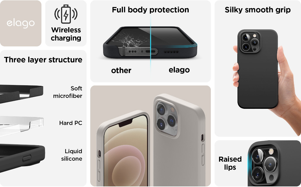 elago iP13 Pro Case, compatible with iPhone 13 Pro, Liquid Silicone ...