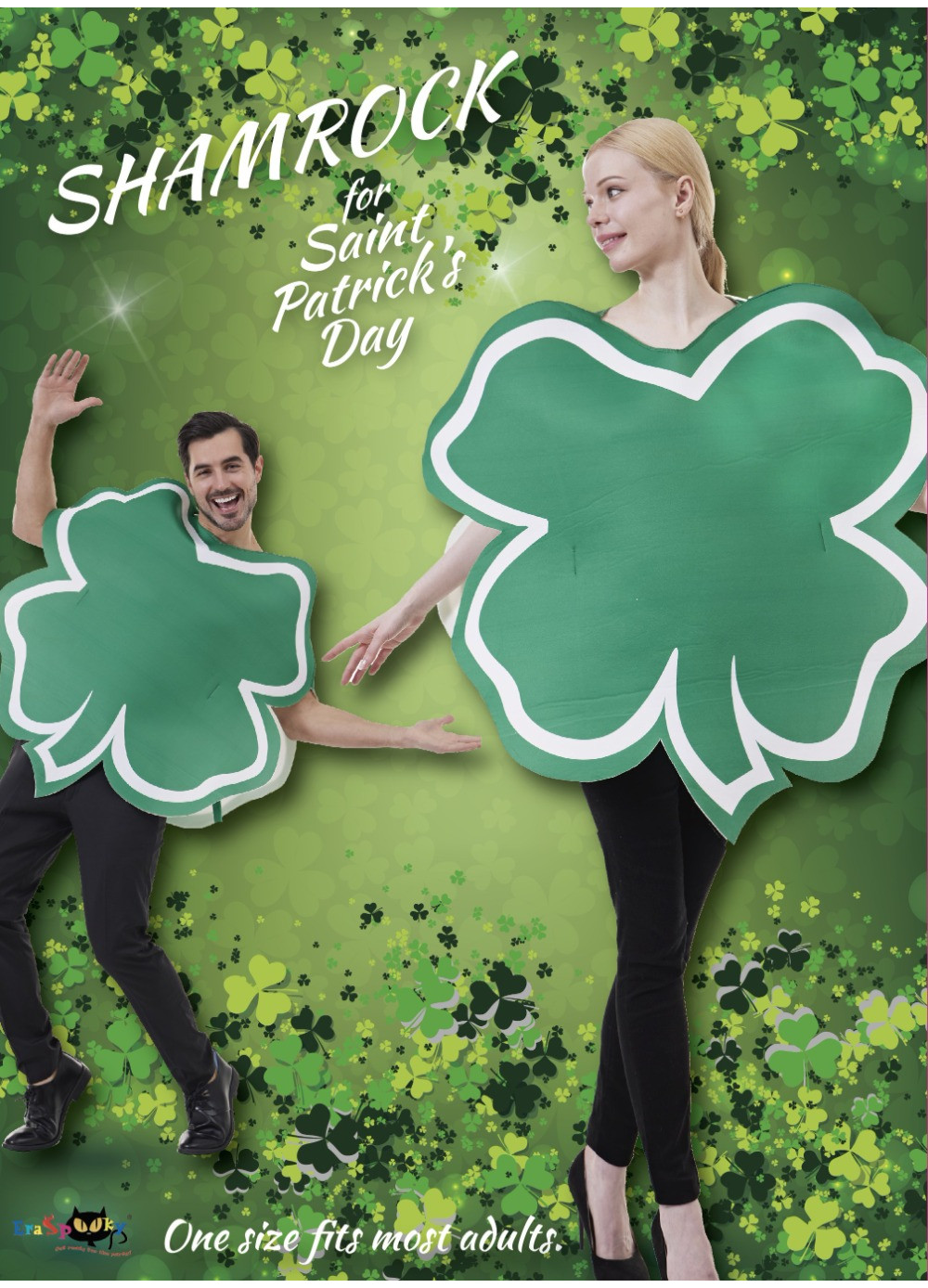 Ready Stock Adult Lucky Shamrock Costume Women Green Four Leaf Clover ...