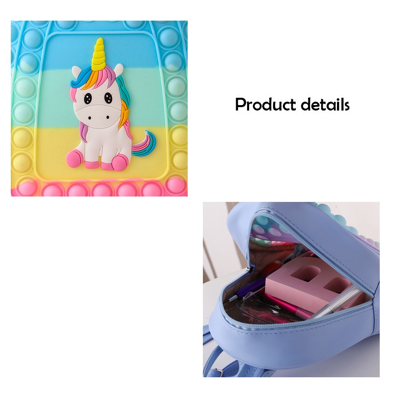 SKPLUS Pop It Small Backpack Fidget Toy Unicorn Peripheral Poppy Time ...