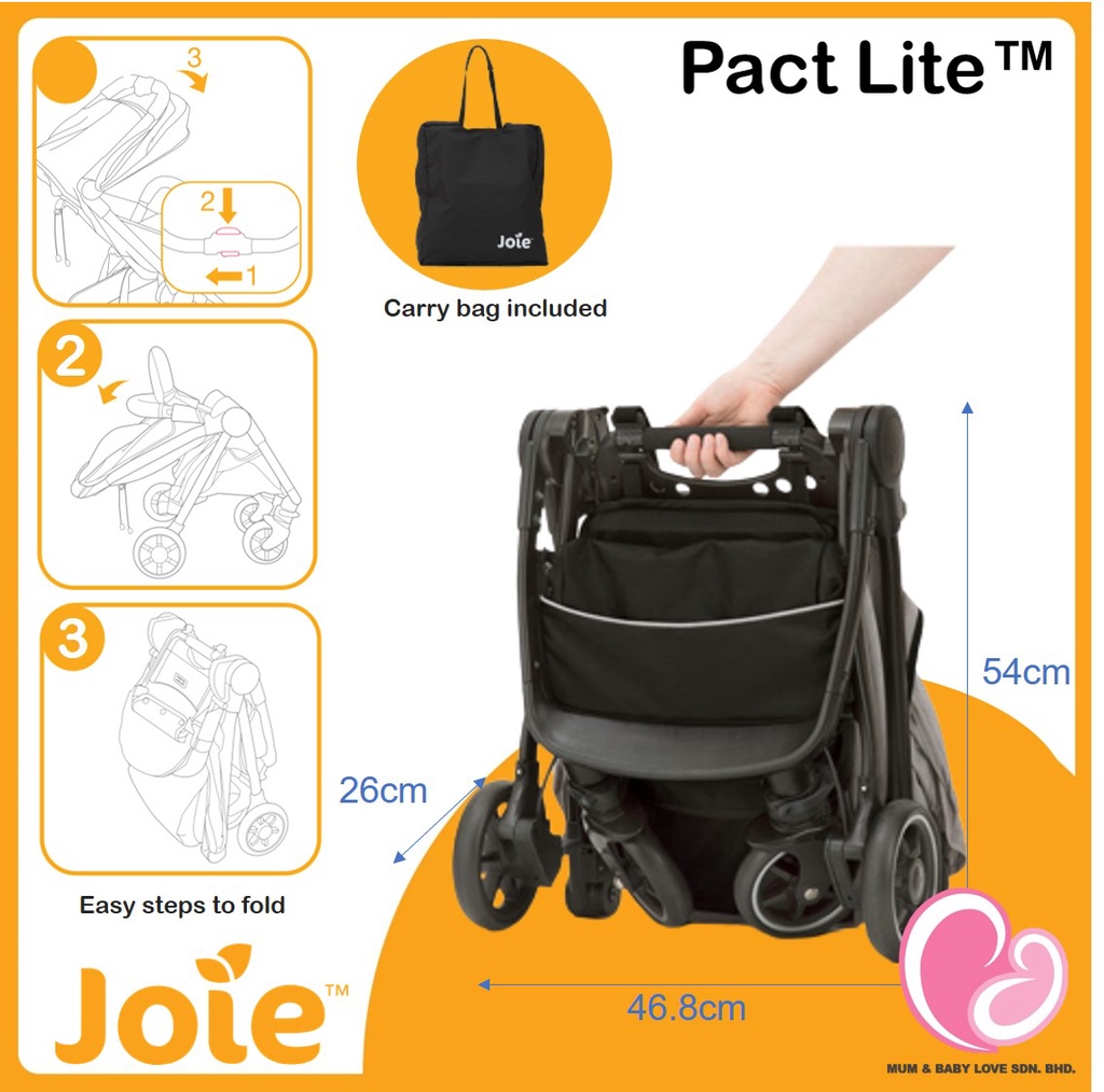 Joie Pact Lite Stroller Baby (Compact & Lightweight Stroller), Cabin ...