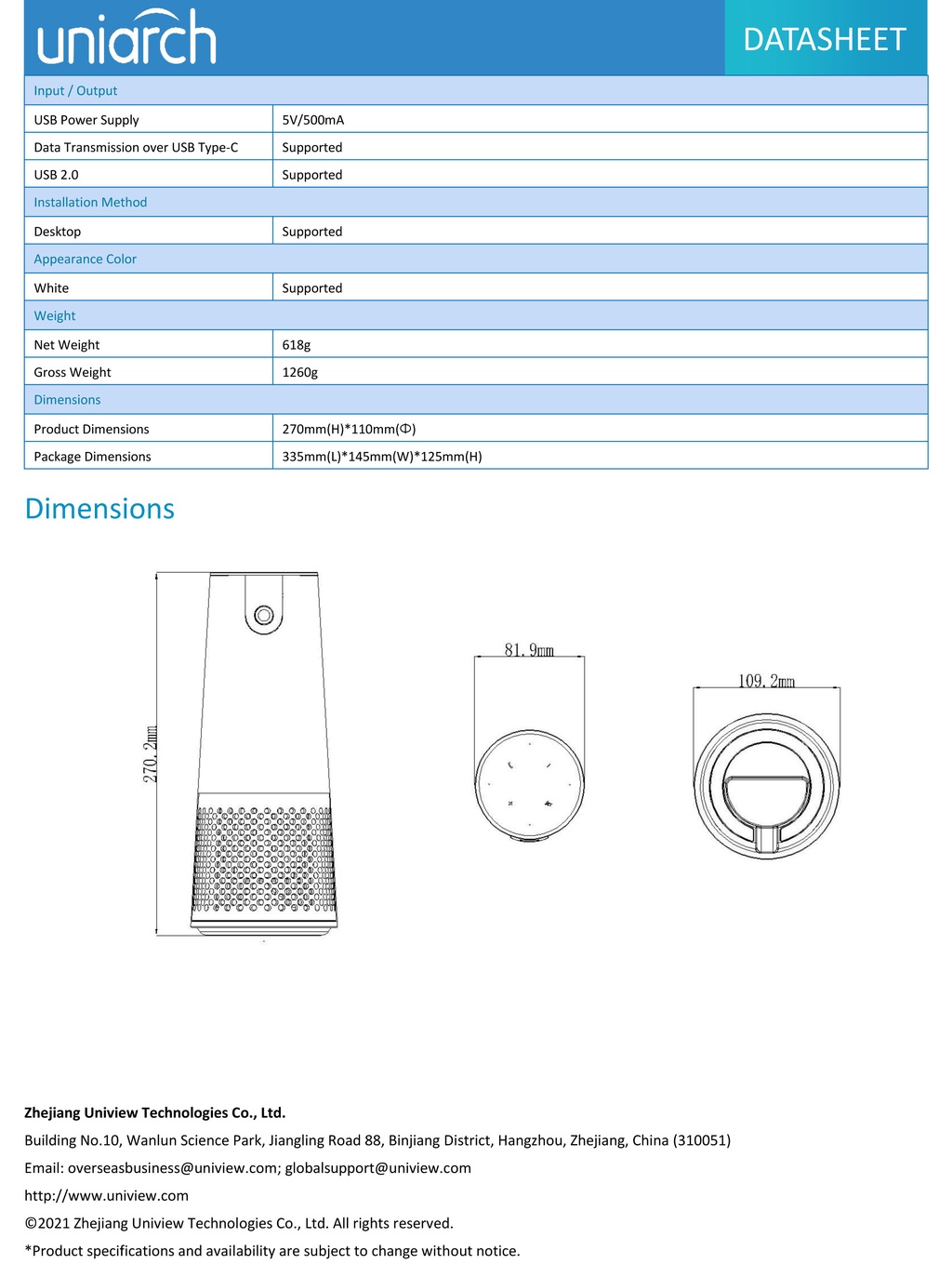 UNV IoT-Unear A30T All-in-one Video Conference Camera Uniview IoT-Unear ...